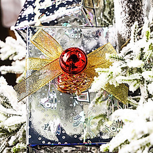 LeZakaa Christmas Holographic Wrapping Paper - Mini Roll - Reindeer and Bell Print for Gift Wrap - 17.32 inches x 32.8 Feet (47.23 sq.ft.)