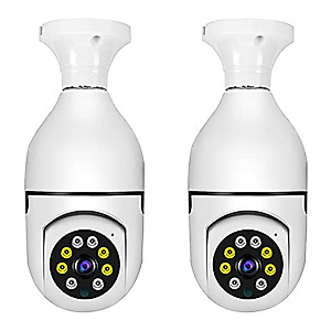 2 Pack Wireless WiFi Light Bulb 1080p Security Camera - 2.4GHz WiFi Smart 360 Camera for Indoor and Outdoor, Light Socket Camera with Real-time Motion Detection and Alerts, Night Vision
