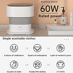 Portable Folding Washing Machine Automatic Water Inlet And Outlet Foldable Bucket Washer with Spin Dry and Drainage Pipe (watts, 60)…