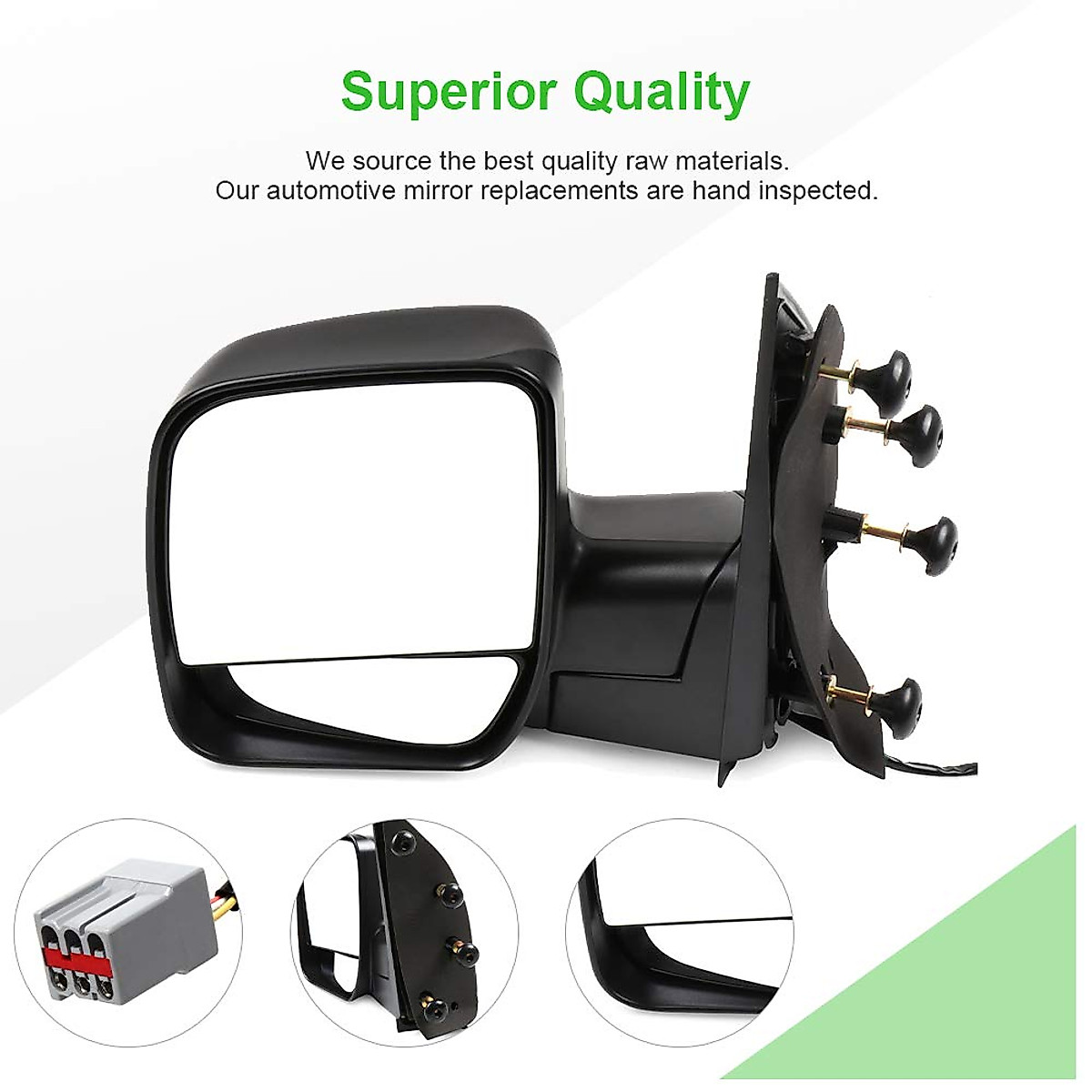 SCITOO Left Mirror fit 2003-2013 for Ford E-150 E-250 2004-2013 for Ford E-350 E-450 Super Duty Econoline Van with Power Adjustment Manual Folding Non-Heated Driver Side Mirror