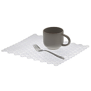Spectrum Diversified Hexa Flexible, Trimmable Soft-Touch Mat, Easy-Draining, Modern Kitchen Sink Protector, 1 Count (Pack of 1), Clear