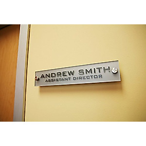 Personalized Office Wall Name Plate Sign. Modern Stainless Steel Legs (Frosted Silver)