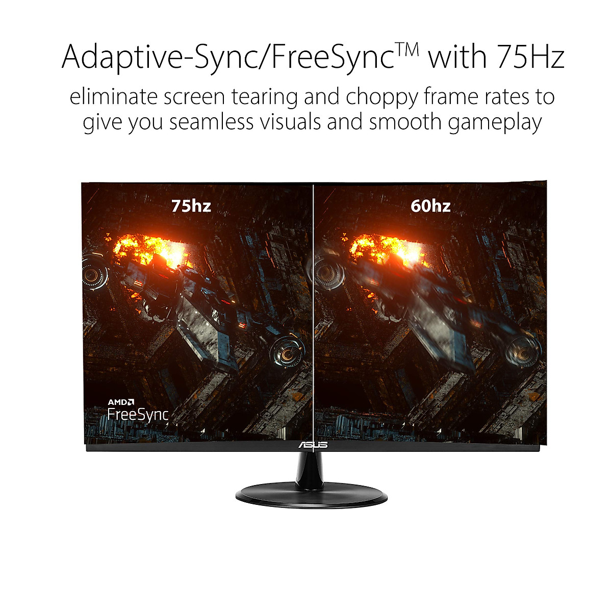 ASUS VP279HE 27” Monitor, 1080P Full HD, 75Hz, IPS, Adaptive-Sync/FreeSync, Eye Care, HDMI VGA, Frameless, Low Blue Light, Flicker Free, VESA Wall Mountable (Renewed)