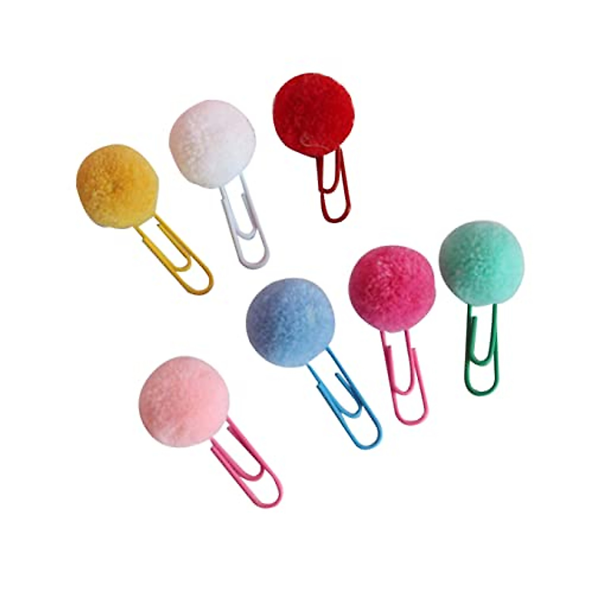 ARTIBETTER Paper Clips 72 pcs Cute Memo Bookmark Clips Accessories Metal Favors Kawaii Plush School Novelty Gift Office Note Pompom for Paper Color Shape Clip Random Party Mini Paperclips