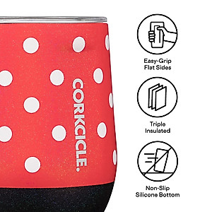 Corkcicle Disney Minnie Insulated Canteen Travel Water Bottle, Triple Insulated with Easy Grip, Keeps Beverages Cold for 25 Hours or Warm for 12 Hours, 16 oz, Polka Dot Red
