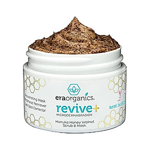 Era Organics Microdermabrasion Facial Scrub & Face Exfoliator - Spa Quality Exfoliating Face Mask with Manuka Honey & Walnut - Moisturizing Facial Exfoliant for Dry Skin, Blackheads & Wrinkles (2 oz)