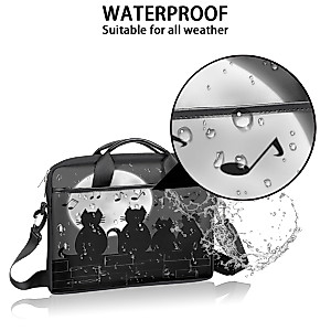 Music Cat Laptop Computer Bag Waterproof Shoulder Messenger Bag 13-15 inch Durable Laptop Tote Bag with Shoulder Strap Handle Lightweight Crossbody Briefcase
