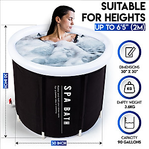 Beyond Thursday Cold Plunge Tub - Large, Foldable Ice Bath Tub with Great Insulation, Premium Material, Leak-Proof. Portable Bathtub Suitable for Men, Women & Athletes Up to 6'5", Includes Carry Bag