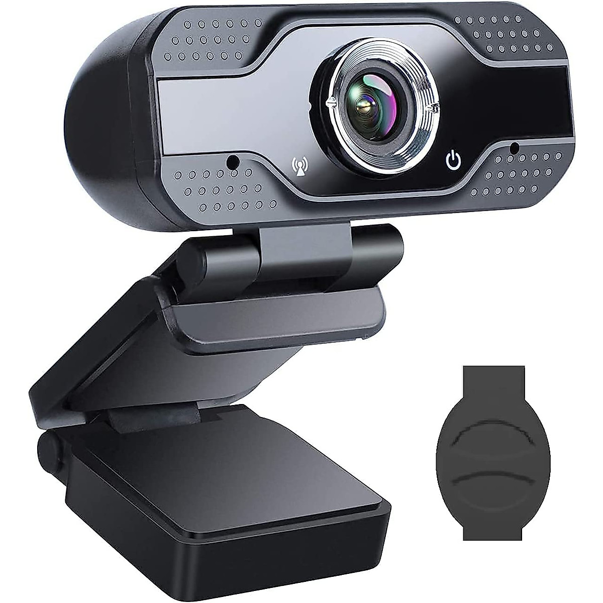 ZILINK FHD 1080P Webcam, Dual Stereo Microphone USB Webcam, Plug and Play, Privacy Cover, Widescreen and Light Correction PC Camera for Video Calls, Conference, Skype, YouTube, etc