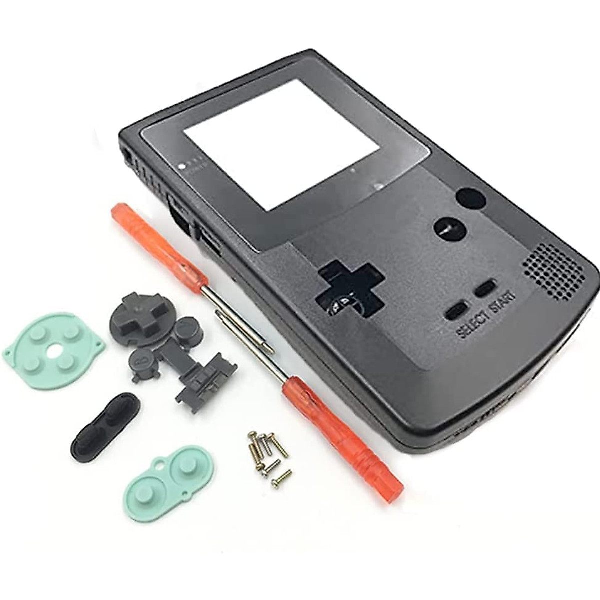 Full Housing Shell Case Cover with Buttons Screws Screwdriver for Game boy Color GBC Repair Part (Black)