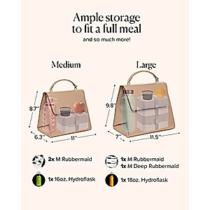 BeautyGoodies Lunch Bag Women Insulated Lunch Bag Purse, Medium Tan Leather Lunch Bag for Women, Lunch Box Purse Modern, Stylish Lunch bag for Women, Cute Lunch bag Women for Work Designer