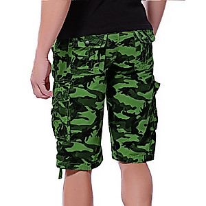HODZAIW Mens Camo Cargo Shorts Cotton Loose Fit Outdoor Cargo Shorts Lightweight