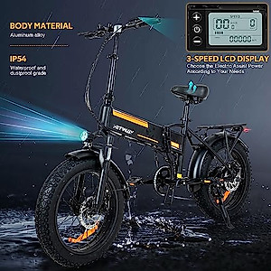 HITWAY Electric Bike for Adults 20" x4.0 Fat Tire Electric Bicycle with 750W Motor,48V 12AH Removable Battery E Bike Long Range 20-55mile with 7 Gears Foldable Ebike, UL2849 Certified