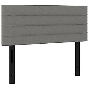 vidaXL Bed Frame, Box Spring Bed Single Platform Bed with Mattress, Bed Frame Mattress Foundation with Headboard for Bedroom, Dark Gray Twin Fabric