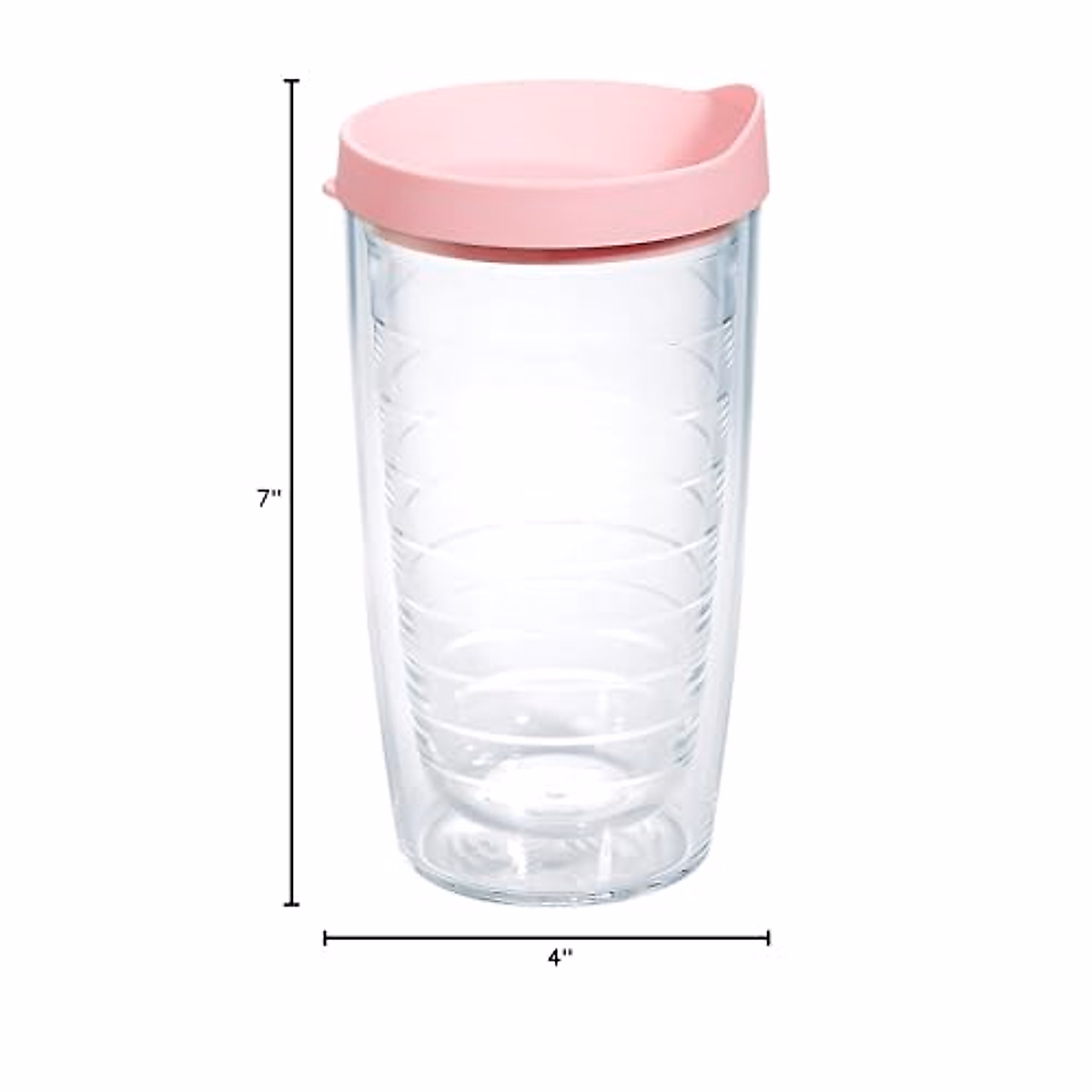 Tervis Clear & Colorful Lidded Made in USA Double Walled Insulated Tumbler Travel Cup Keeps Drinks Cold & Hot, 16oz, Pink Lid