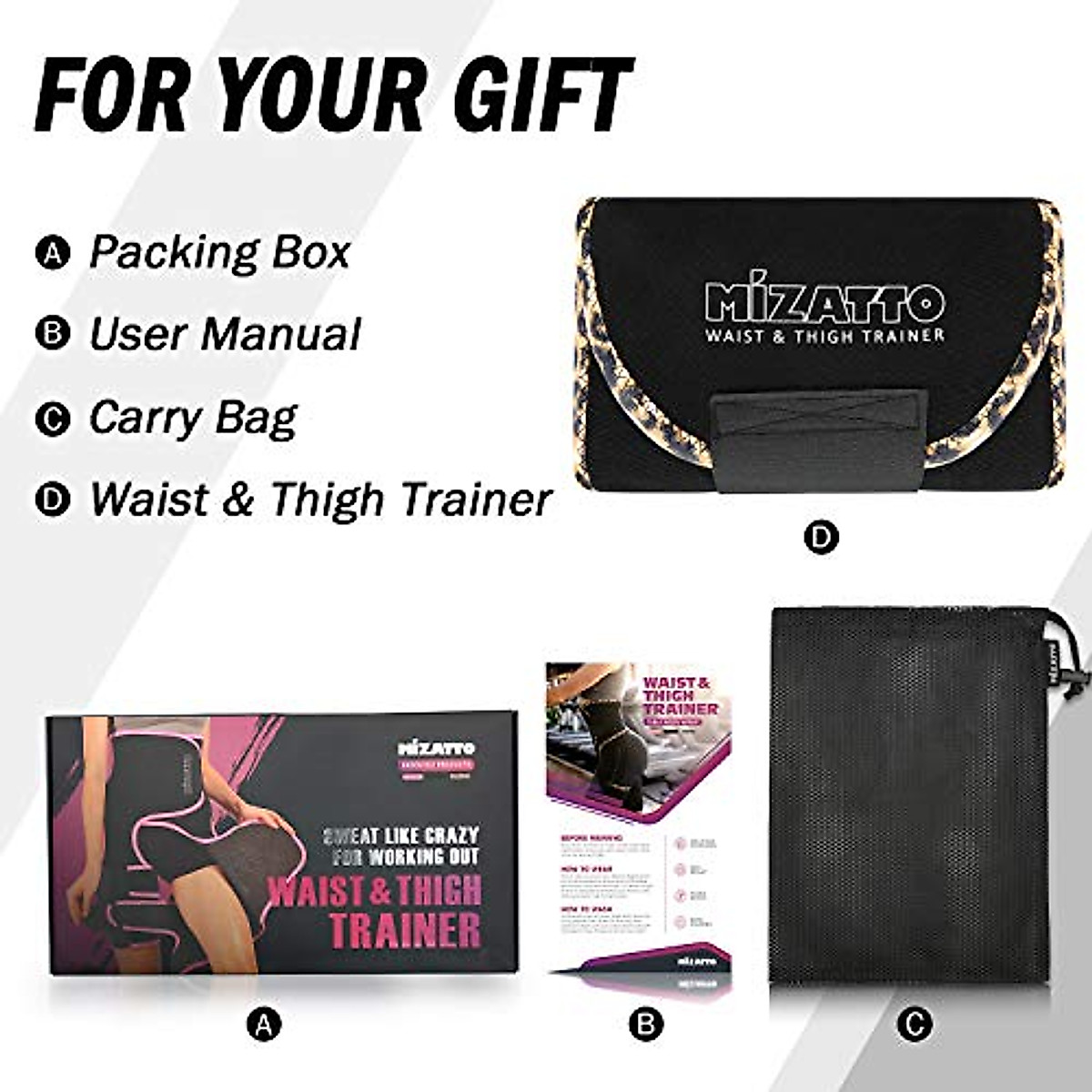 MIZATTO Waist Trimmer for Women, 3 in 1 Neoprene Sweat Belt Stomach Wraps Plus Size Waist Trainer For Workout Back Support Leopard XL