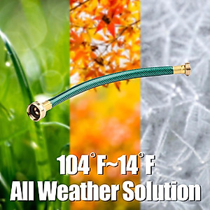 FUNJEE 1/2" 1 FT Outdoor PVC Garden Hose for Lawns, Water Hose, Boat Hose, Flexible Durable and Leakproof, Solid Brass GHT Connector(Green, 1FT)