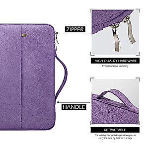 MicaYoung 16 Inch Laptop Sleeve Case Water-Resistant Carrying Cover Bag with Front Pocket Retractable Handle Computer Protection Cover for MacBook 16 Inch,Purple