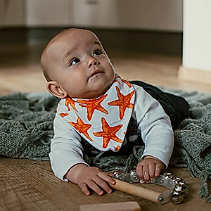 Stadela 100% Cotton Baby Bandana Drool Bibs with Snaps for Drooling Teething Burp Cloths 4 Pack Set Unisex Boy and Girl - Coral Reef Ocean Sea Beach Summer Tropical Turtle Seahorse