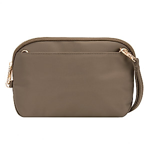 Travelon Women's Anti-Theft Tailored Convertible Crossbody Clutch, Sable, 9 x 5.25 x 2