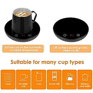 Safe2m Coffee Mug Warmer, Electric Warmer with Auto Shut Off and Timing, 2 Temperature Setting Smart Cup for Warming & Heating Beverage Milk Tea Desk Home Office Gifts, 2021 Black
