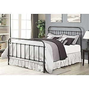 BOWERY HILL Traditional Metal Eastern King Size Spindle Bed in Dark Bronze