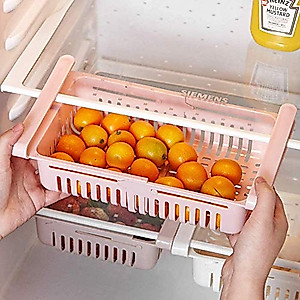 Fridge Drawer Organizer 4 Pack Retractable Drawer Refrigerator Storage Box,Unique Design Pull Out Bins, Fridge Shelf Holder Storage Box, Small Size, FIT FOR Under 0.5'' Fridge Shelf