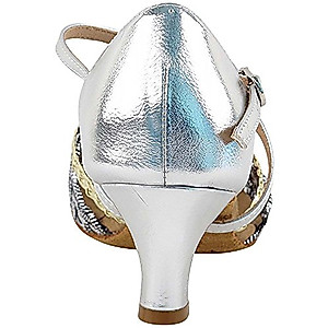 Women's Ballroom Dance Shoes Salsa Latin Practice Dance Shoes Gold & Silver Braid S92309EB Comfortable - Very Fine 2" Heel 9 M US [Bundle of 5]