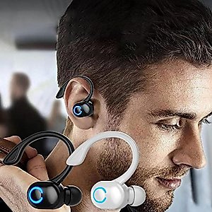 Headphones Wireless Bluetooth 5.2 Noise Cancelling with Microphone Right Single Ear Earbuds Stereo Sound Headset with Ear Hook for Driving Business Office Work Sports, Black