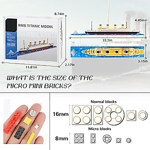 NEWABWN Titanic Model Building Block Set, Titanic Gifts, Titanic Toys with 1860 Pieces Micro Mini Blocks, DIY Bricks Toys for Adults and Kids