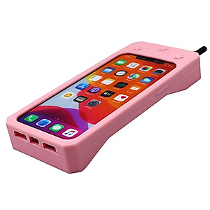 Tqswdmb Cute Retro Classic Cellular Phone Shaped Case for iPhone 13 / iPhone 14 / iPhone 15 6.1 Inch, Soft Silicone 3D Cartoon Cover, Kids Girls Rubber Protector for iPhone 13/14/15 (Pink)