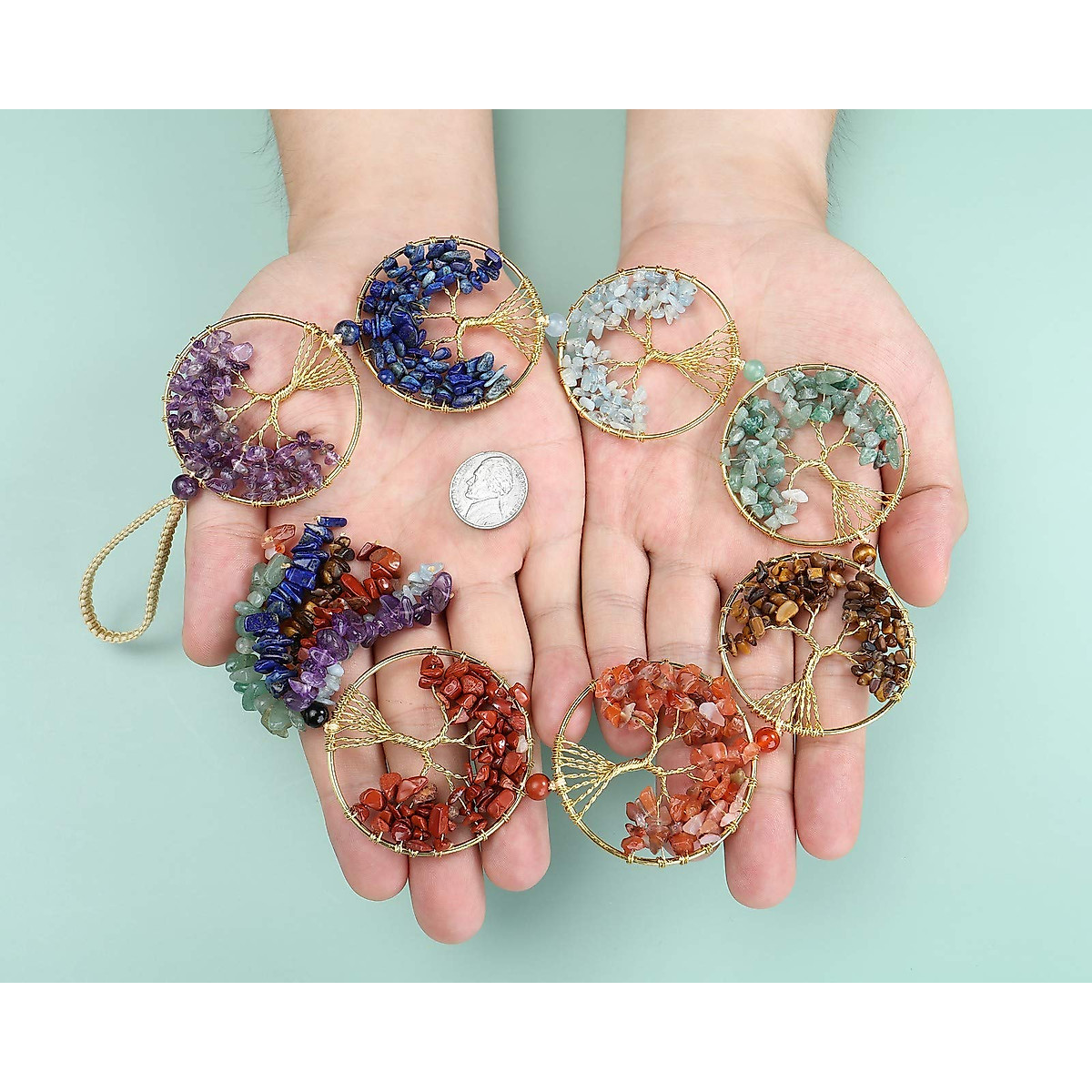 Top Plaza 7 Chakra Stones Healing Crystals Life Tree Wall Hanging Ornament Decoration for Good Luck Reiki Yoga Meditation Protection Mothers Day Mom Gifts