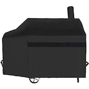 NEXCOVER Offset Smoker Cover - 60 Inch Waterproof Charcoal Grill Cover, Outdoor Heavy Duty BBQ Cover, Rip Resistant Smokestack Barbecue Cover for Brinkmann Char-Broil Weber Nexgrill, Black.