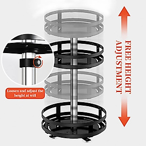 Lazy Susan Cabinet Organizer 17" Black Lacquer Turntable Organizer Rotating Spice Rack Kitchen Storage Cosmetic Makeup Organizer for Pantry, Countertop, Fridge, Dresser, Bathroom