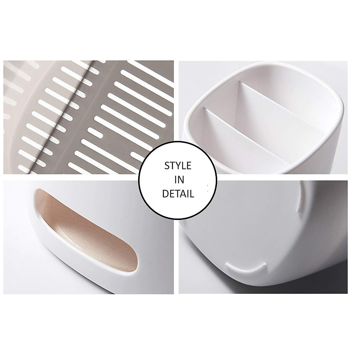 LOTSA. STYLE Utensil Drying Sink Caddy with Diatomite, Multi Purpose Holder Organizer, Kitchen Countertop Craft Table Desktop Office (Grey)