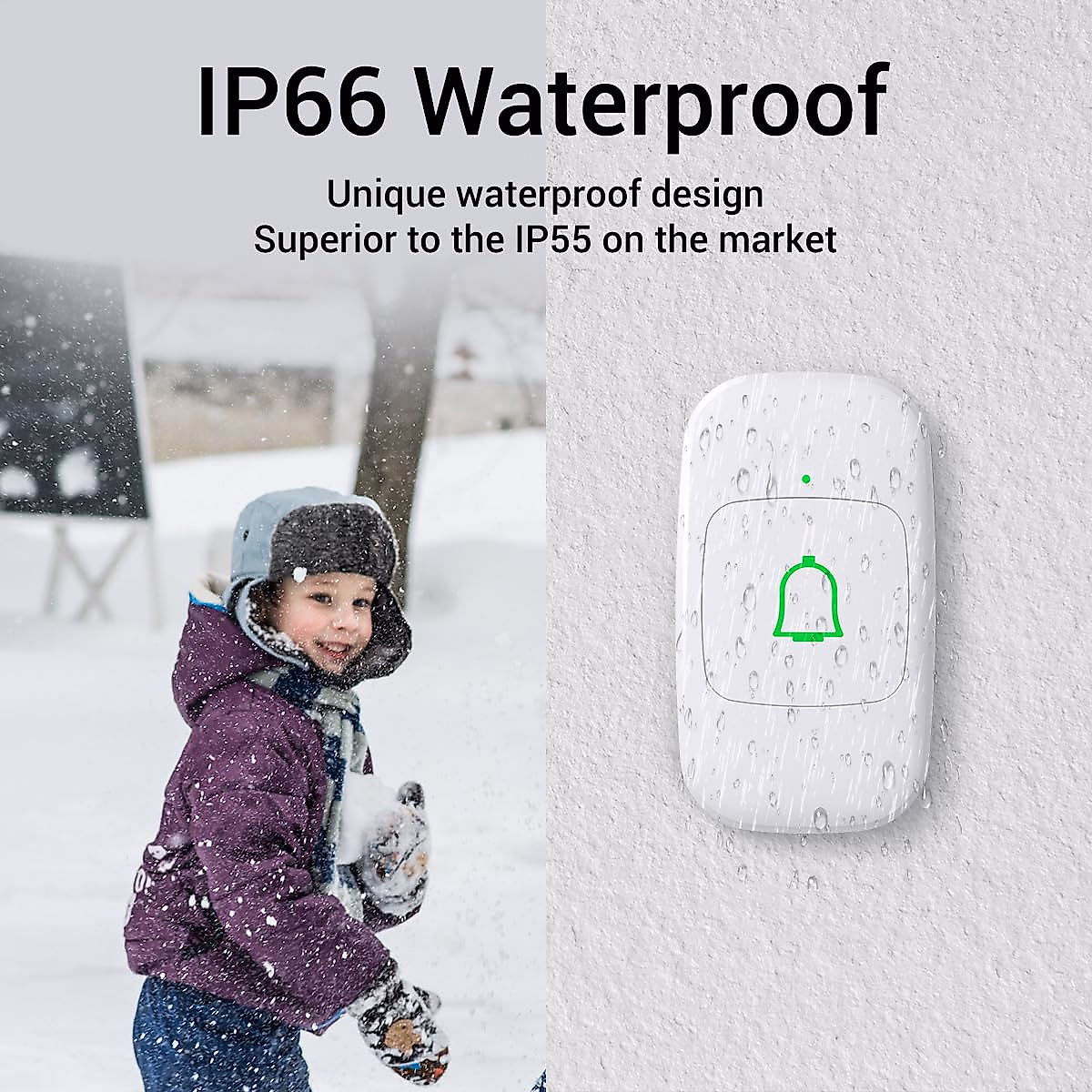 DoorKit Classroom Wireless Doorbell with 1000 Feet IP66 Waterproof Doorbell Chime 115 dB 7 Levels Adjustable Volume Door Bell Ringer Wireless 32 Melodies and LED Flashing for Home Bedroom Office