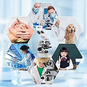 Compound Binocular Microscope, WF10x and WF25x Eyepieces,40X-2000X Magnification, LED Illumination Two-Layer Mechanical Stage