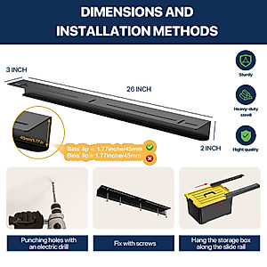 4 Bins Overhead Garage Storage Racks for Utility Bins,Heavy Duty Garage Ceiling Storage Racks,Storage Bin Ceiling Rack System,Tote Storage Rails,Storage Bin Ceiling Rack System,Great Space Saver