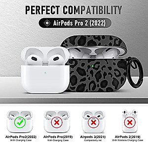 Youtec for Airpods Pro 2nd Generation Case Cover 2022, Leopard Print for Airpods Pro 2 Case Cute Soft Protective Cover with Keychain, for Women Girls Apple for Airpods Pro 2(Dark Leopard)