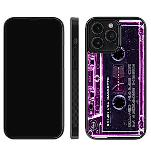 Cassette Tape Clear Pink Personalized Black Rubber Phone Case Compatible with Apple iPhone 15 Pro Max Plus, 14 Pro Max Plus, 13 Pro Max Mini, 12 Pro Max Mini, 11, X XS Max, XR, 8 7 Plus