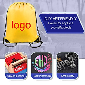 BeeGreen 20 Pieces Yellow Cinch Sack Bags Bulk Gymsack for Christmas Sports Polyester Drawstring Backpacks for Heat Vinyl and Tie Dye Pull sinch Sackpack for Women and Men