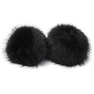 LA CARRIE Women's Snakeskin Print Faux Fur Wrist Cuffs,Winter Fox Furry Bands Arm Warmer (Black)