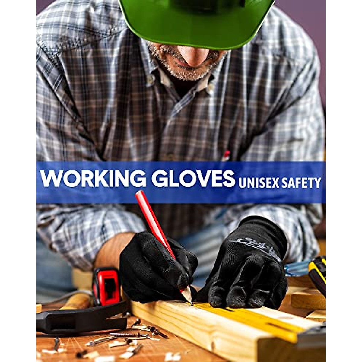 Honeydak 36 Pairs Gardening Gloves for Men Women Breathable Rubber Coated Garden Gloves Men Safety Work Gloves (Blue, Black)