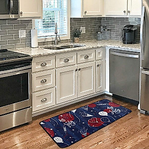 4Th of July Kitchen Rug American Independence Day Door Mat Non-Slip Patriotic Memorial Day Bath Rug Home Decor Runner Floor Mat Carpet for Kitchen Living Bedroom 39 x 20 Inch