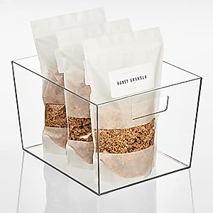 Nate Home mDesign by Nate Berkus Wide Plastic Bin with Handles | Perfect Organizer for Kitchen Storage or Fridge, and Pantry Organization from mDesign - Set of 4, Clear