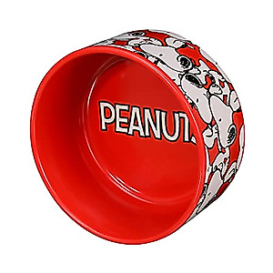 Fetch for Pets Peanuts Orange Snoopy Ceramic Dog Bowl, 3.5 Cups, Medium