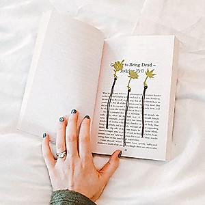 Teaseniy Hollow Metal Bookmarks, 8 Pcs Pretty Bookmarks Set with Lanyard Book Markers for Book Lovers Writers Readers Children Teens Adults