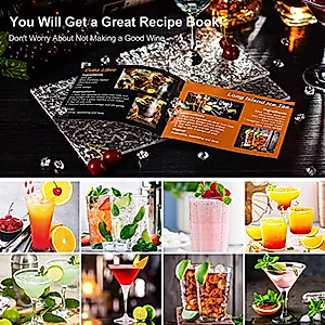 30-Piece Cocktail Shaker Set Stainless Steel Bartender Kit with Acrylic Stand & Cocktail Recipes Booklet, Bar Sets for Home, Professional Bar Tools for Drink Mixing, Party, Include 4 Whiskey Stones