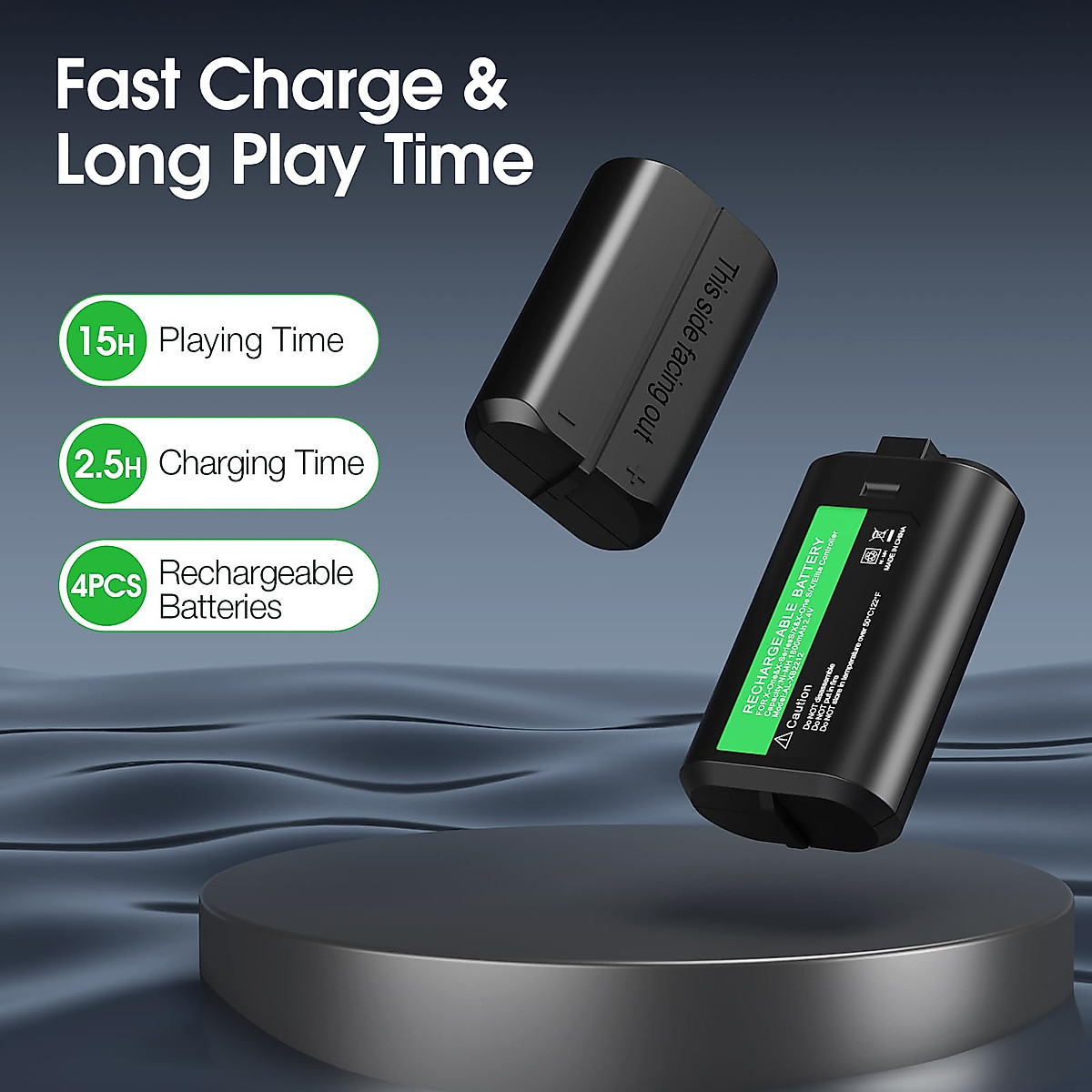 MAMPO 4x1800mAh Rechargeable Battery Pack for Xbox Controller, Xbox Battery Pack Charger Station, Compatible with Xbox Series X/S, Xbox One Elite, Xbox One X/S, Xbox One