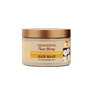 Hair Mask by Creme of Nature, Pure Honey, Coconut Oil and Shea Butter Formula, Moisture Replenish & Strength, 11.5 Oz
